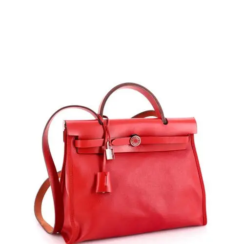 Hermès Herbag Zip Berline Vache Canvas And Leather 31