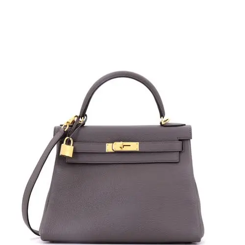 Hermès Kelly Handbag Togo With Gold Hardware 28 - Grey
