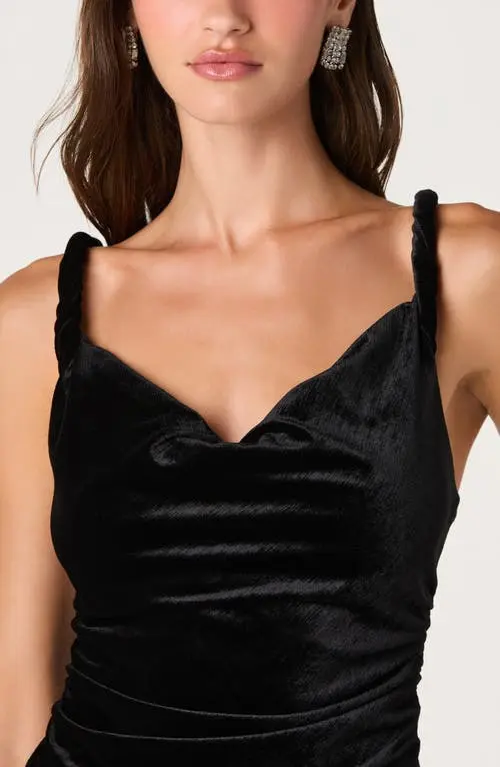 Astr The Label Berlyn Cowl Neck Velvet Camisole - Black