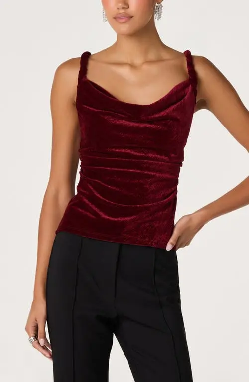 Astr The Label Berlyn Cowl Neck Velvet Camisole - Wine