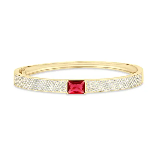 SHYMI Pave Bangle With Stone Gold & Red - Gold/red