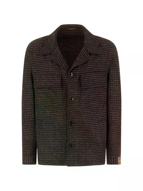 GABRIELE PASINI Houndstooth Wool-blend Shirt Jacket - Brown