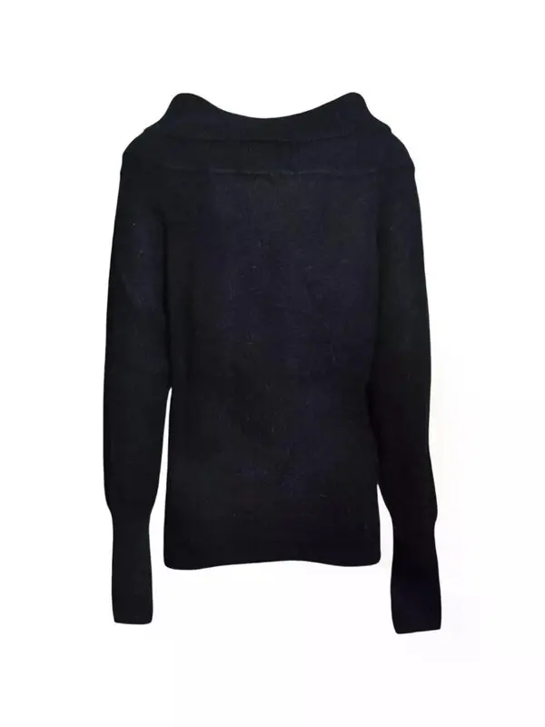 SOLOTRE Off-shoulder Ribbed-trim Sweater