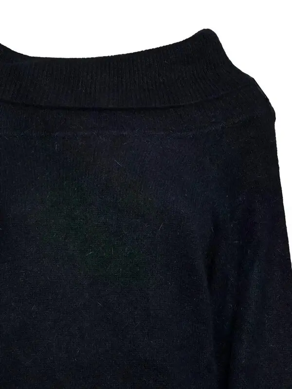 SOLOTRE Off-shoulder Ribbed-trim Sweater