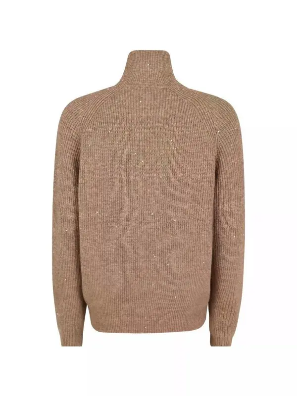Seventy Sequin-embellished Ribbed-knit Cardigan - Brown