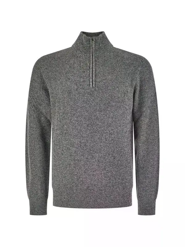 PIACENZA CASHMERE 1733 Ribbed-knit Quarter-zip Sweater - Grey