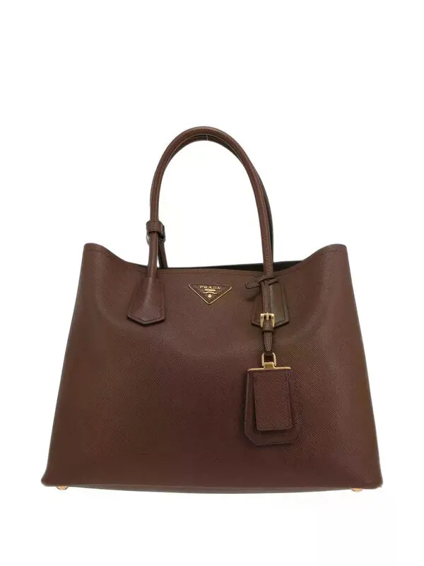 Prada Medium Double Saffiano Tote Bag - Brown
