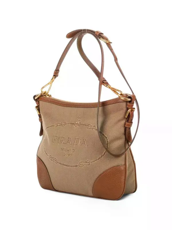 Prada Logo-detail Jacquard Cross Body Bag - Neutrals