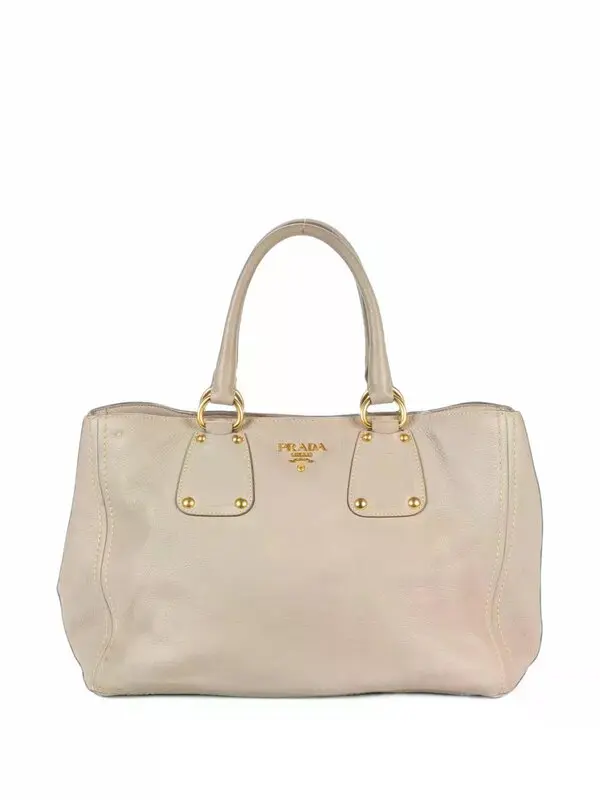 Prada Vitello Daino Leather Tote Bag - Neutrals