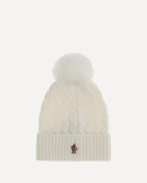 Moncler Virgin Wool Pom-pom Beanie - White