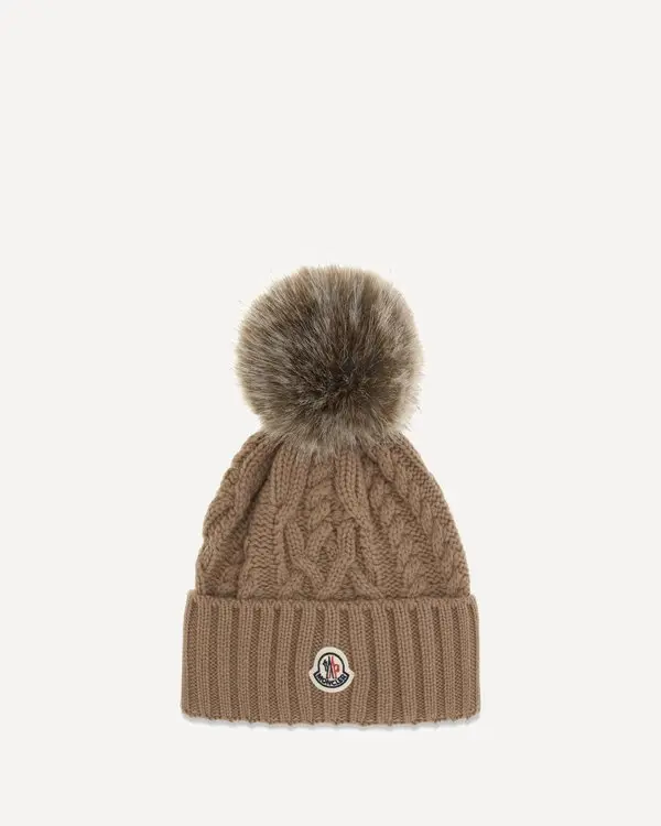 Moncler Wool And Cashmere Pom-pom Beanie - Brown