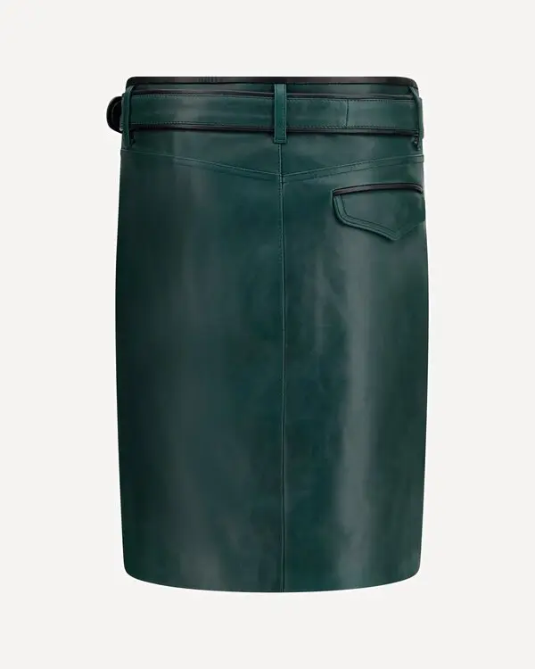 Marni Leather Skirt With Belt And Pockets