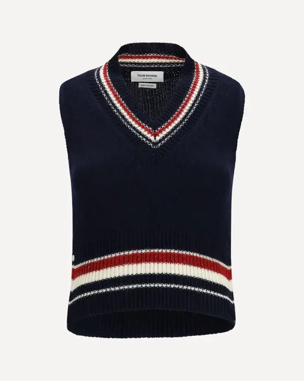 Thom Browne Hector Striped V-neck Vest