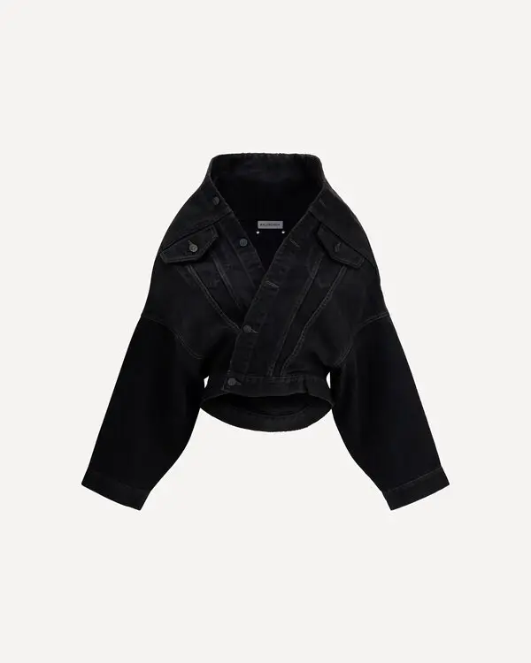 Balenciaga Wrap Organic Japanese Denim Jacket - Black