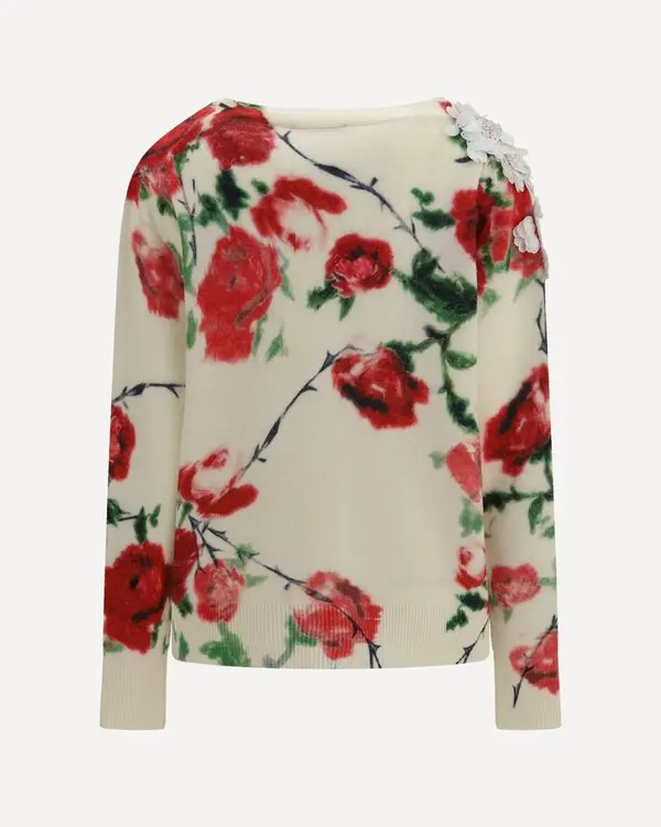 Blumarine Wool And Cahmere Weater With Applied Roe