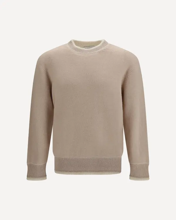 LANEUS Wool And Cashmere Crewneck Sweater - Beige