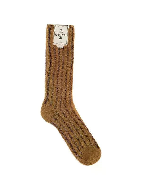 GALLO Metallic-stripe Socks - Brown