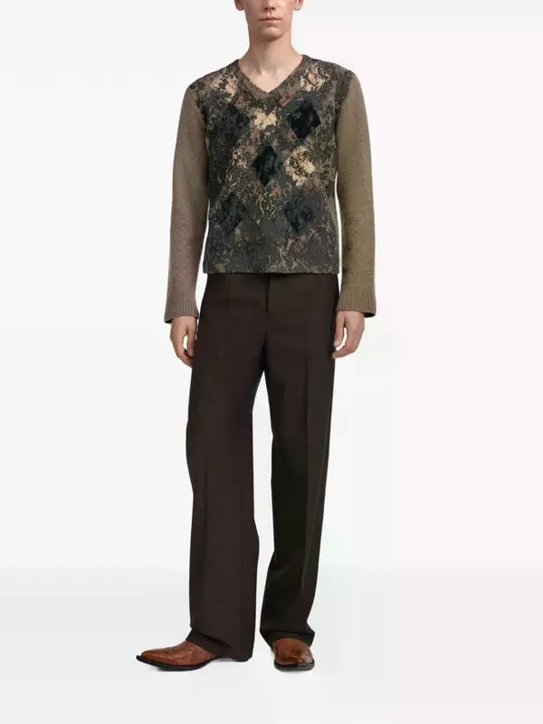 MAISON MARGIELA Argyle Virgin Wool Sweater - Brown