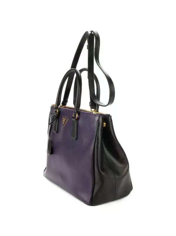 Prada Double Zip Galleria Two-way Handbag - Purple