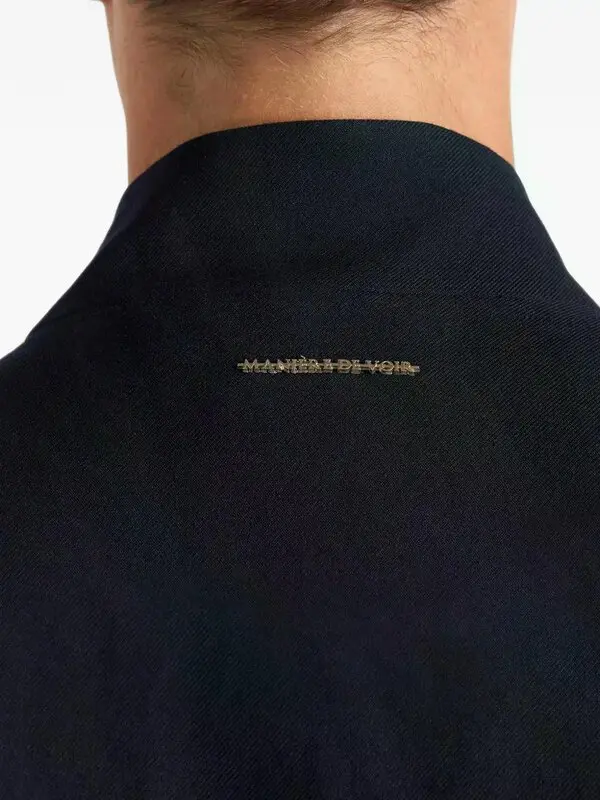 Manière De Voir Levi In Dark-navy Zip-through Wool-blend Tailored Gilet