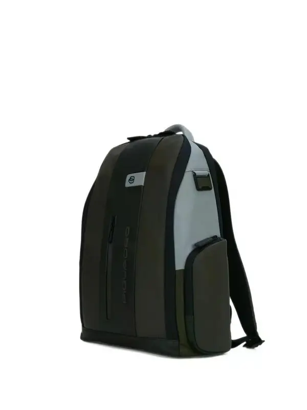 PIQUADRO Logo-print Leather Backpack - Green