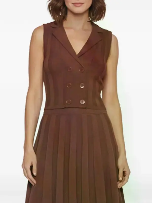 Sandro Rib Knit Skirt And Vest Set - Brown