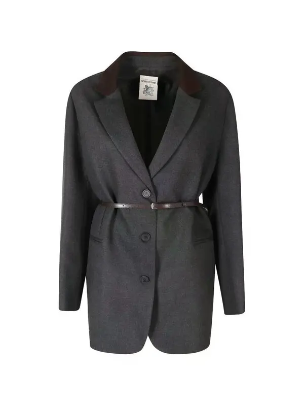 SEMICOUTURE Belted Contrast-collar Blazer