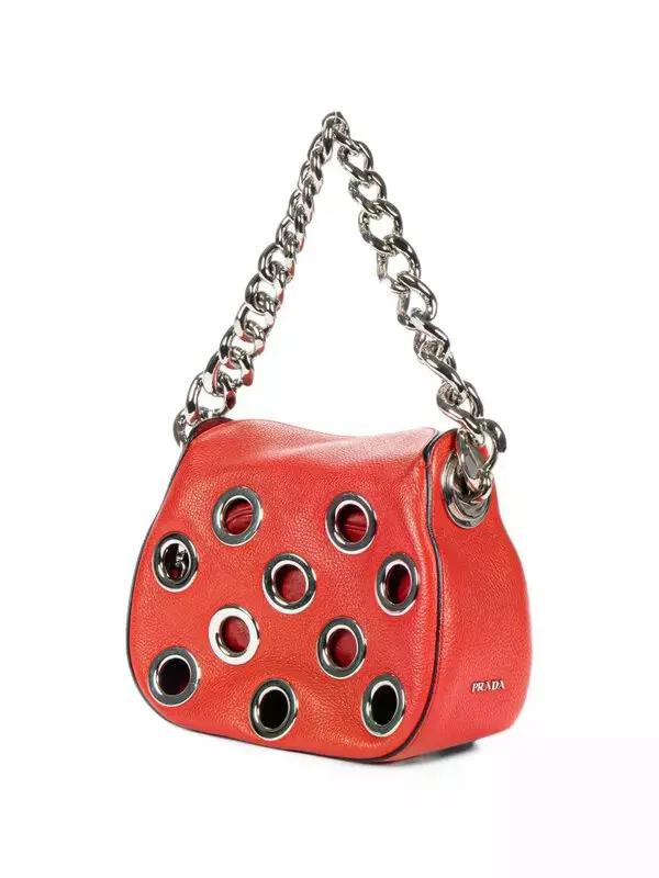 Prada Grommet Canapa Leather Shoulder Bag