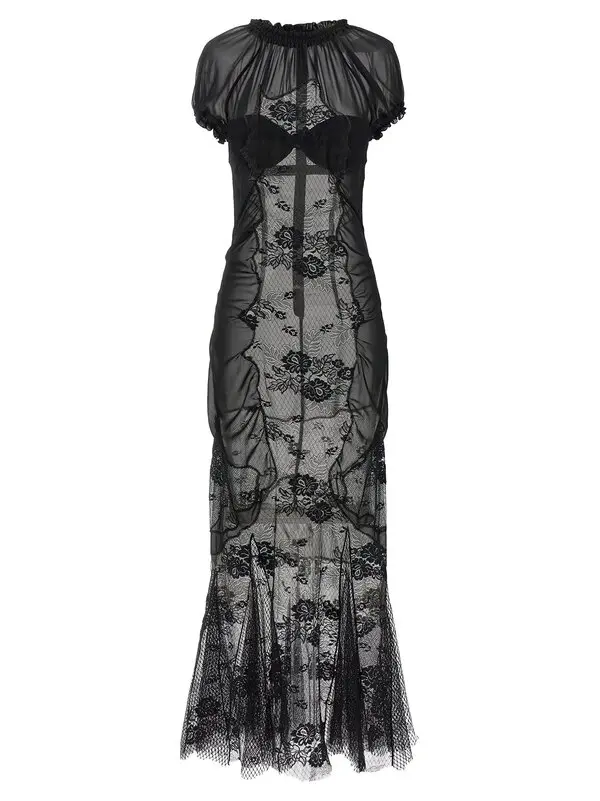Attico Lace Tulle Dress - Black