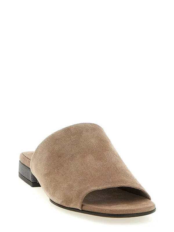 Brunello Cucinelli Monile Suede Sandals
