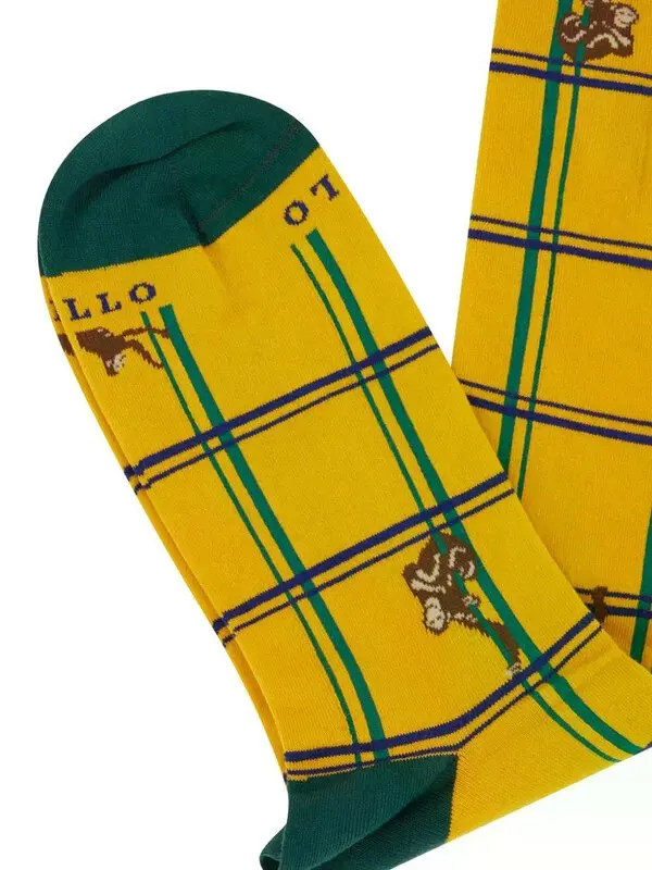 GALLO Check-pattern Monkey-motif Socks