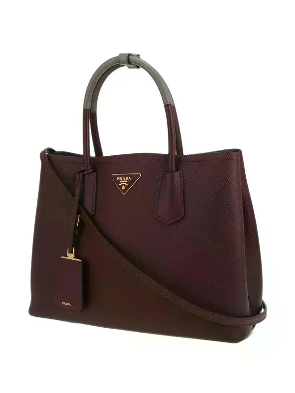 Prada 2020s Medium Double Saffiano Leather Tote Bag