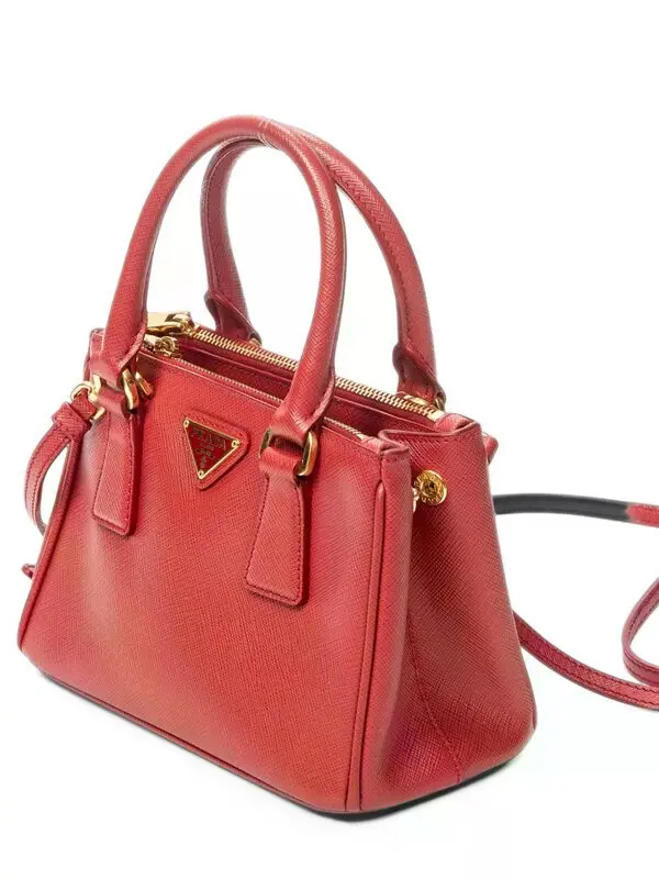 Prada Mini Galleria Saffiano Leather Tote Bag - Red