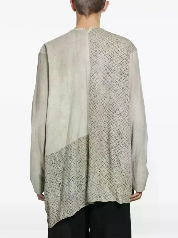ZIGGY CHEN Screen-print V-neck Long-sleeve T-shirt