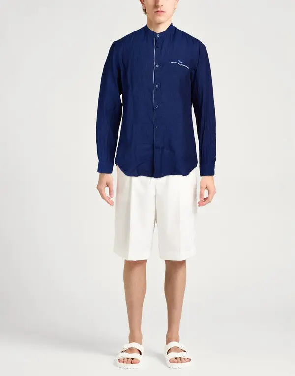 HARMONT & BLAINE Shirt Size Linen - Blue