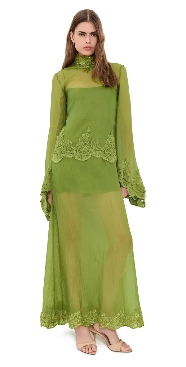 YELLOW THE LABEL Liz Organza Dress - Olive