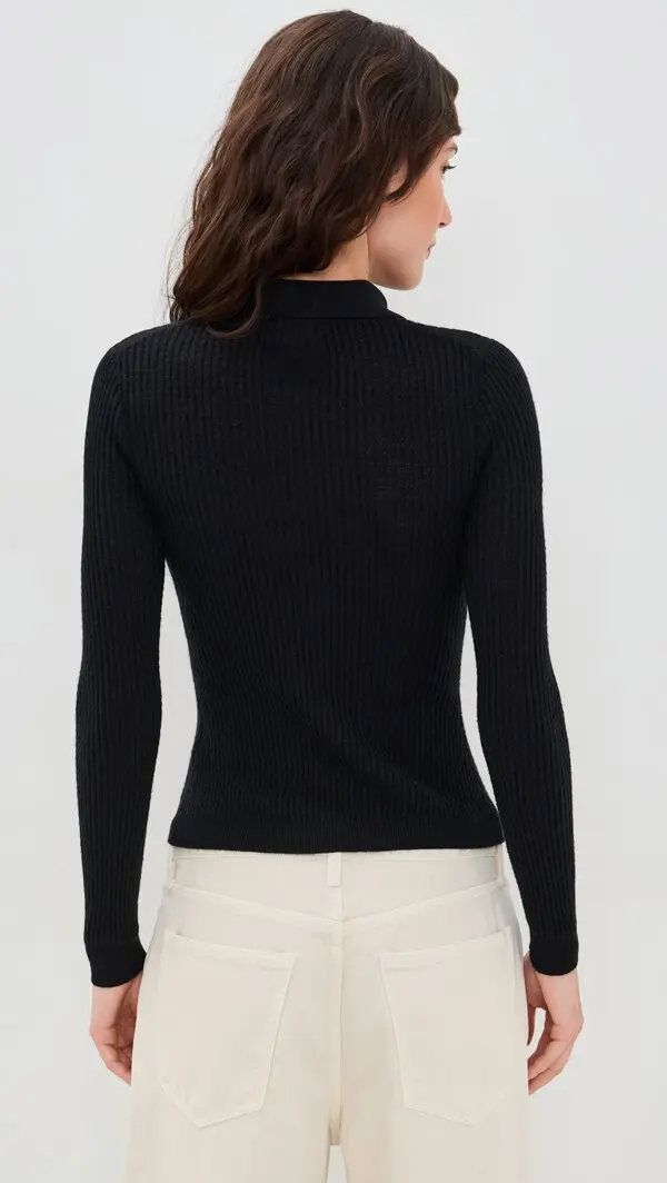 Guest In Residence Long Sleeve Cashmere Shrunken Polo