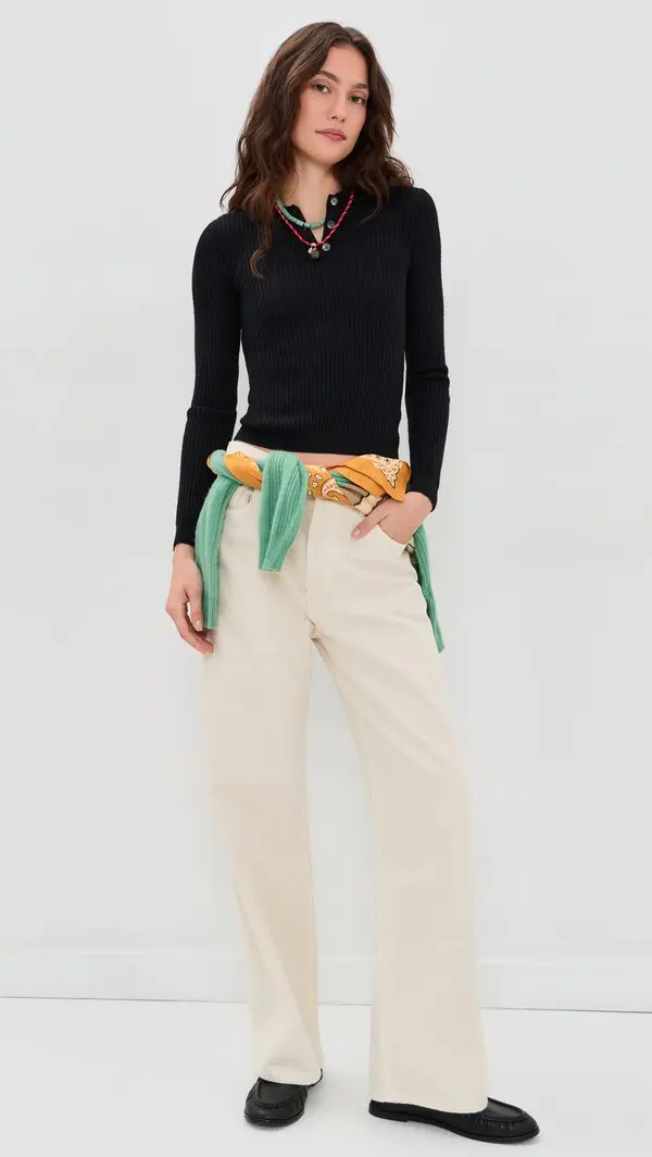 Guest In Residence Long Sleeve Cashmere Shrunken Polo