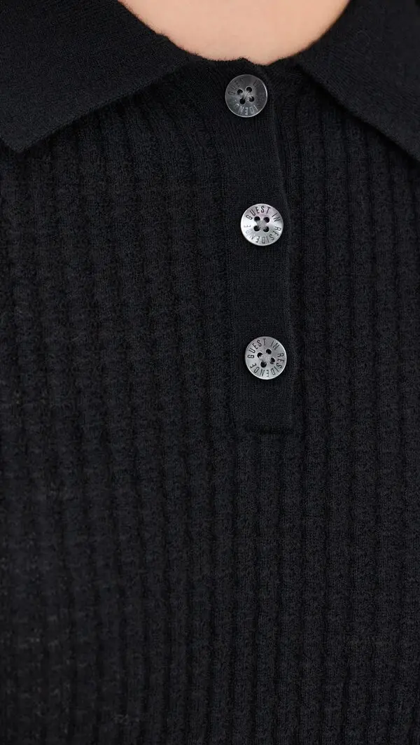 Guest In Residence Long Sleeve Cashmere Shrunken Polo