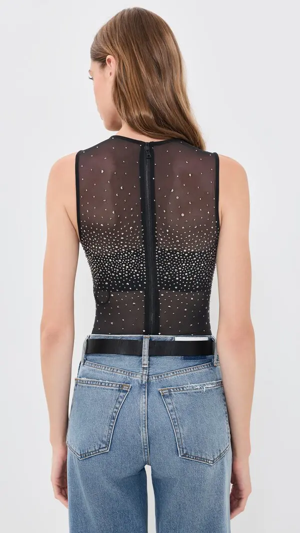 Alice + Olivia Bandeau Embellished Thong Bodysuit