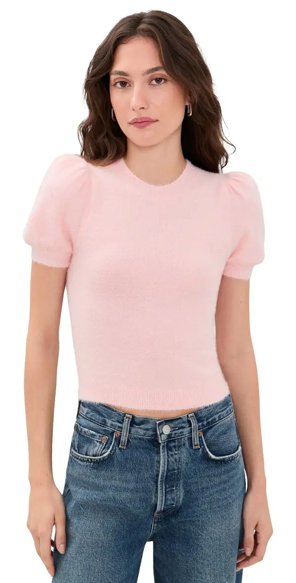 Alice + Olivia Ciara Puff Sleeve Sweater - Blush