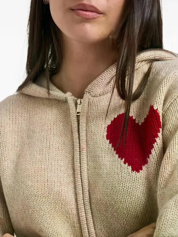 MC2 SAINT BARTH Beige Kyla Wool-knit Hoodie With St. Barth Intarsia - Neutrals