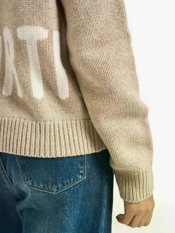MC2 SAINT BARTH Beige Kyla Wool-knit Hoodie With St. Barth Intarsia
