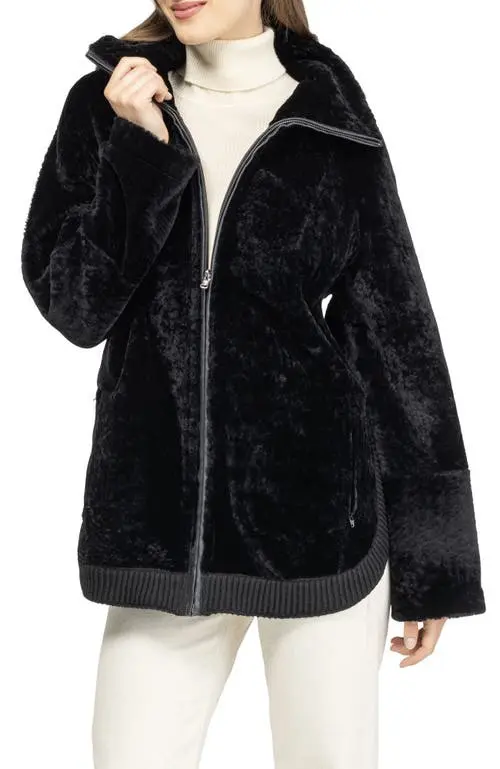 Gorski Reversible Genuine Shearling Jacket - Black