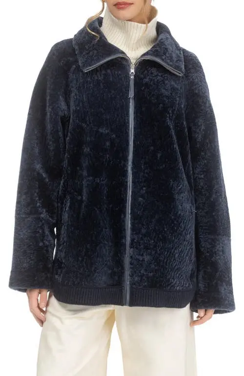 Gorski Reversible Genuine Shearling Jacket - Navy