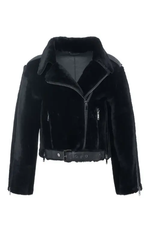 Gorski Genuine Shearling And Leather Moto Jacket