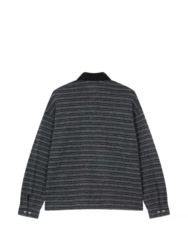 STUDIO TOMBOY Striped Long-sleeve Polo Shirt - Grey