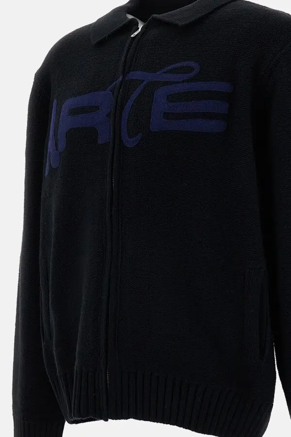 ARTE ANTWERP Cardigan Energy Con Zip E Logo - Nero