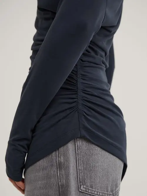 Witchery Asymmetric Tunic Long Sleeve Top - Navy