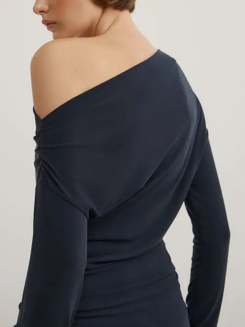 Witchery Asymmetric Tunic Long Sleeve Top - Navy